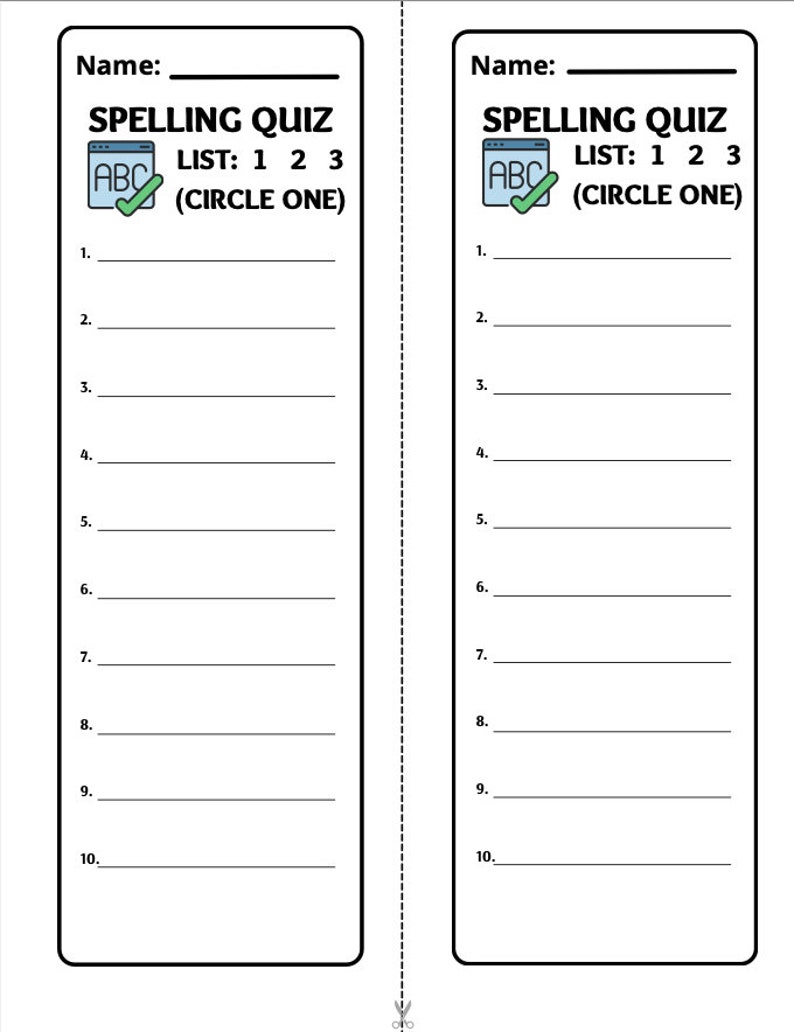 Spelling Quiz Templates - Etsy