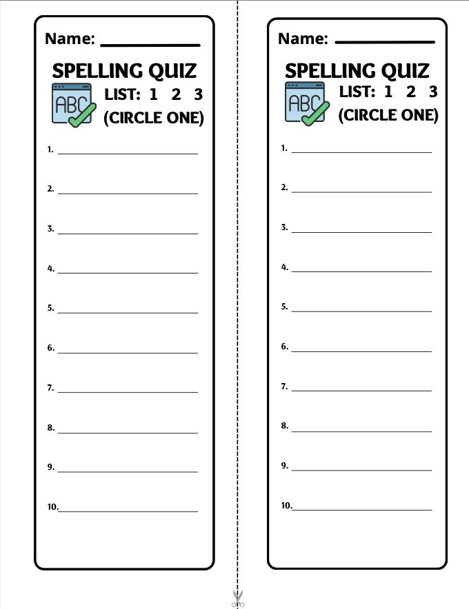 Spelling Quiz Templates - Etsy