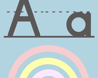 Pastel Rainbow ABC Posters Classroom Decor Homeschool Decor Light ...