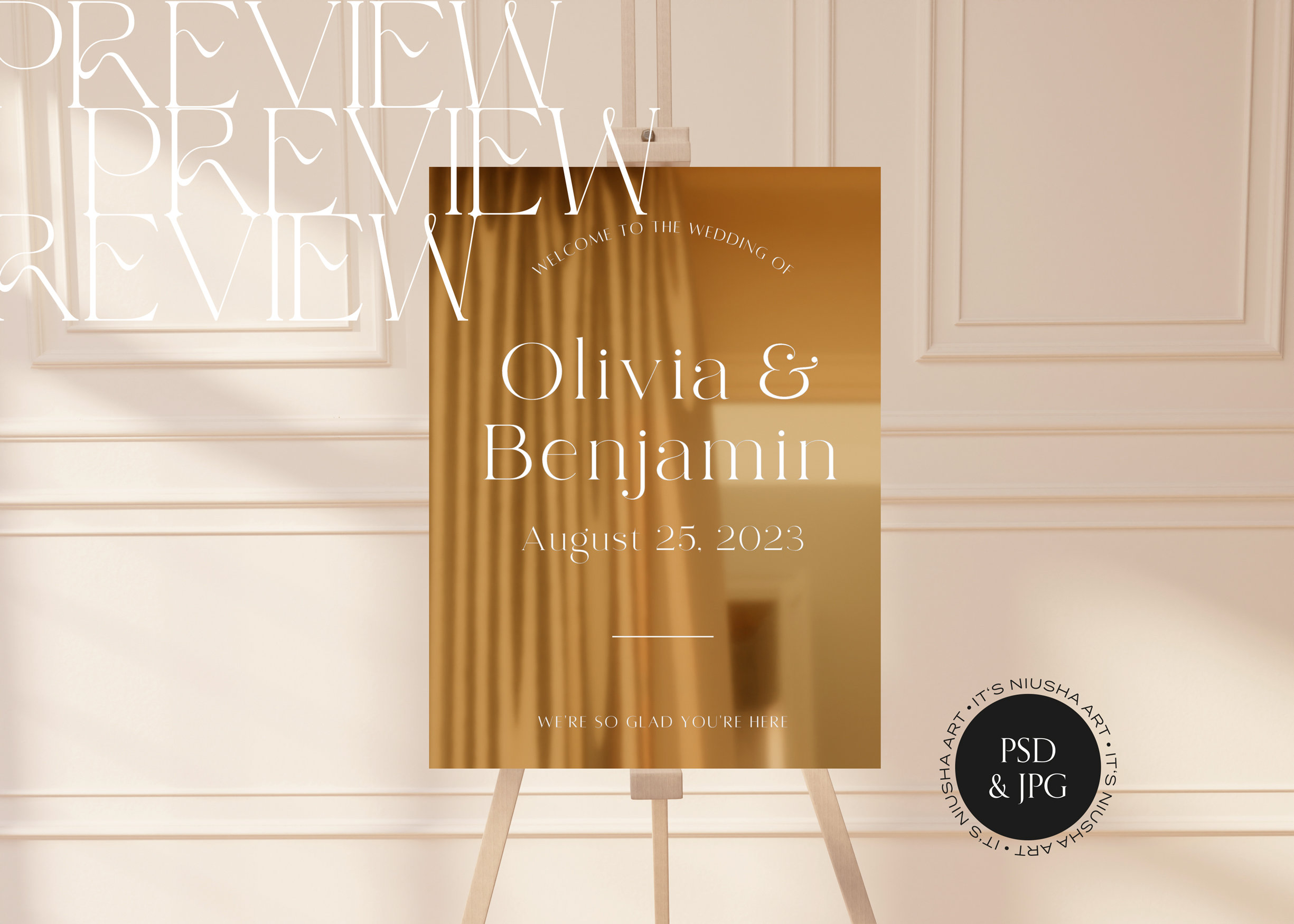 Wedding Sign Mockup Acrylic Gold 3x4 Proportion Boho - Etsy