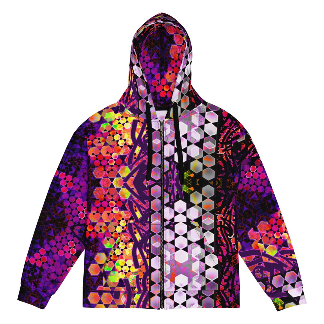 ZIP UP Hoodie, Neon Hex Monster - Etsy