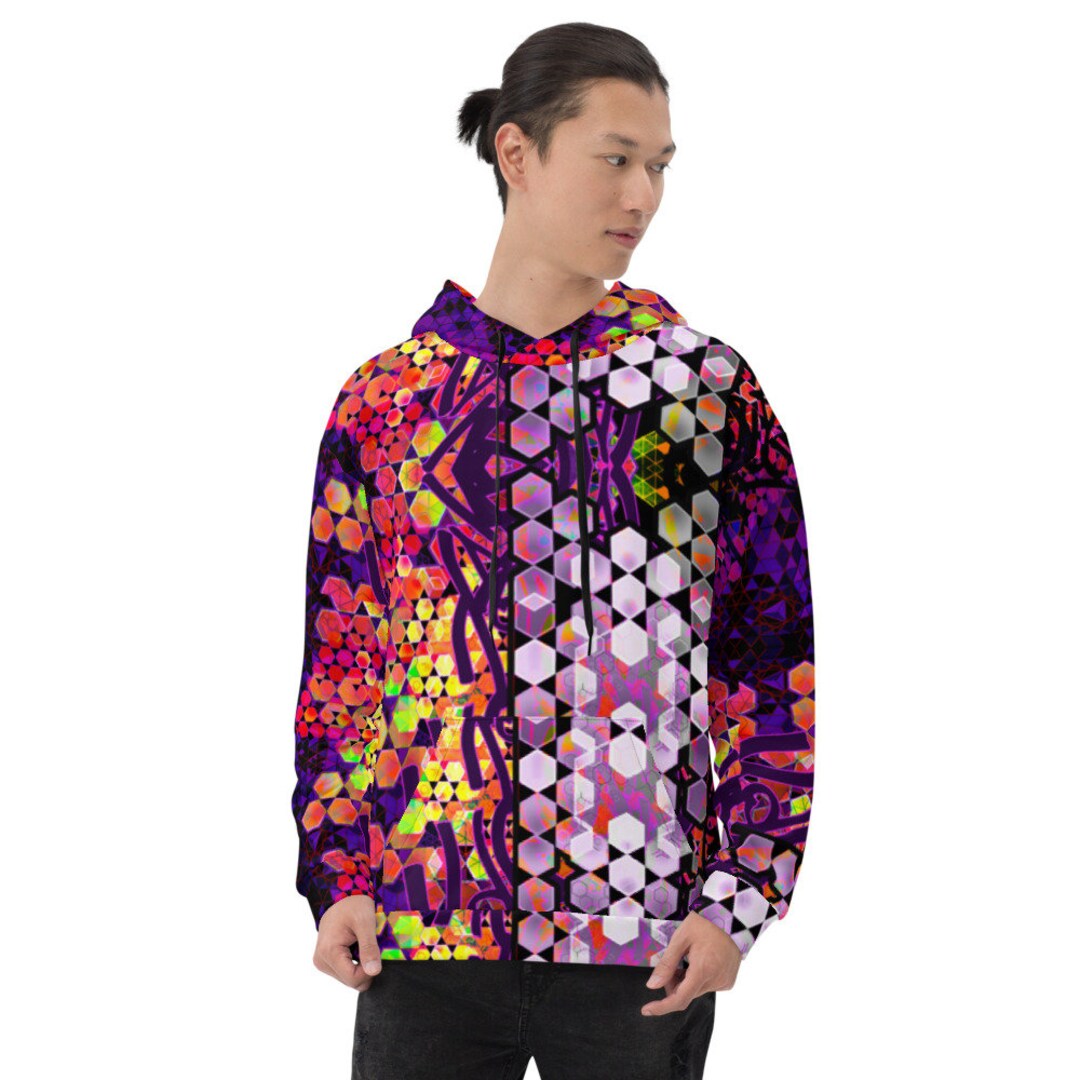 Neon Hex Monster Pullover Hoodie - Etsy