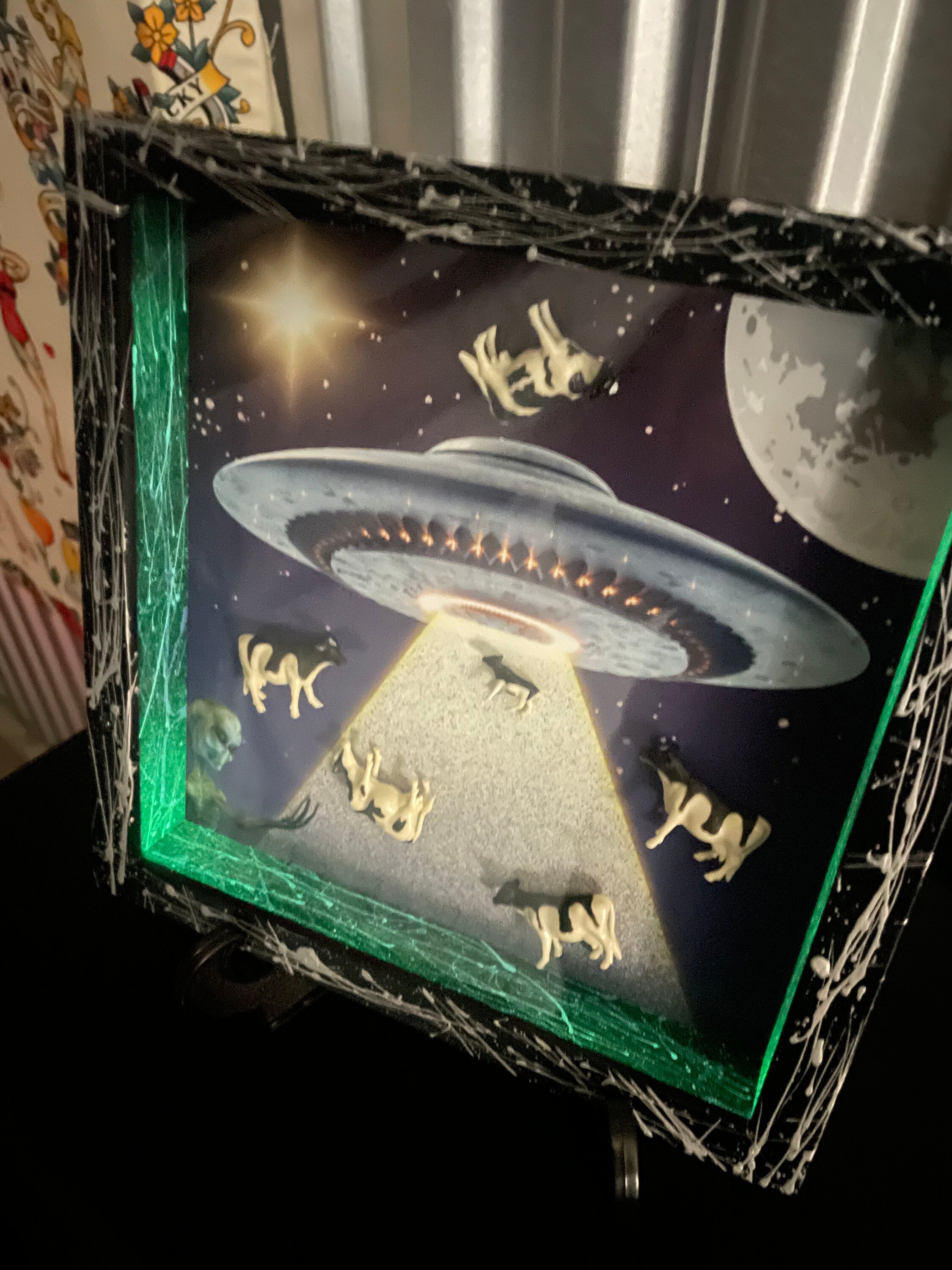 U.F.O. 9x9 Inch Shadowbox glow in the Dark - Etsy