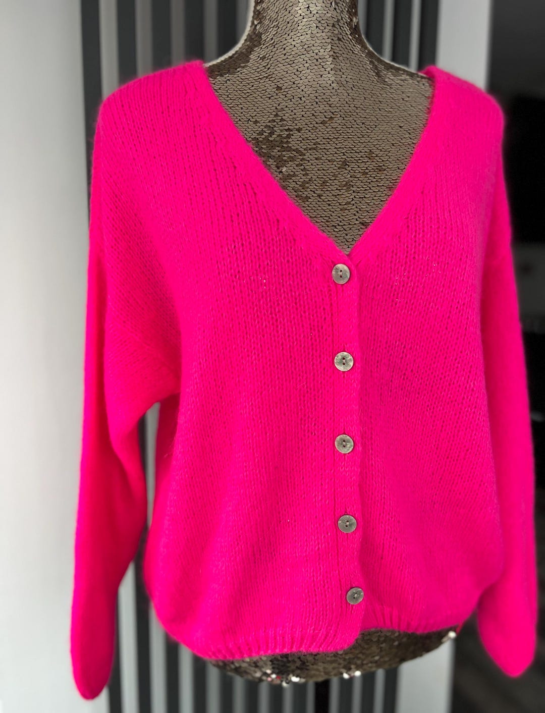 Mohair Cardigan - Fuchsia - Etsy