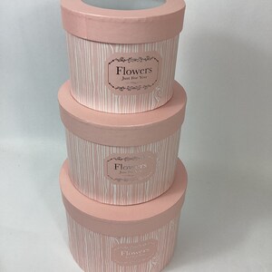 Set of 3 Pink Hat Box Oasis Just for You Flower Box Clear Lid - Etsy