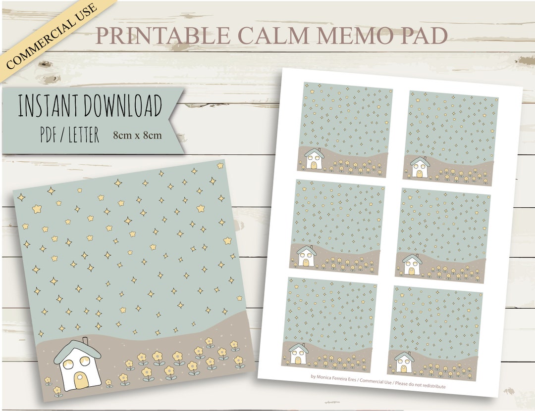 Printable Calm Memo Pad/memo Sheets/hand Drawn/ Sticky Note /instant ...