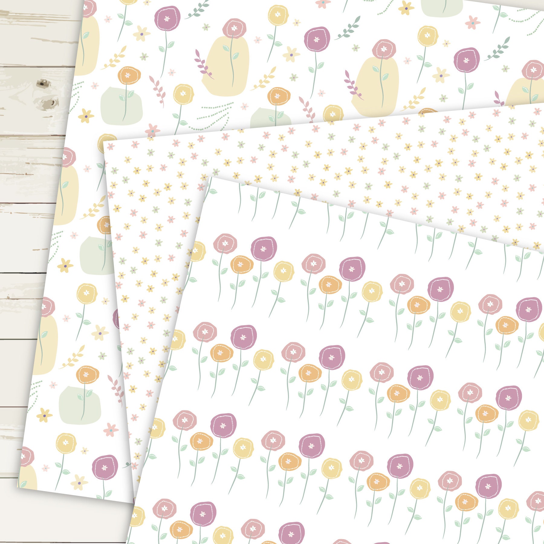 Simple / Digital Paper Set/ Printable /Instant Download / Hand-drawn ...