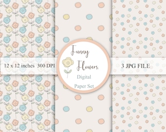 Simple / Digital Paper Set/ Printable /instant Download / Hand-drawn - Etsy