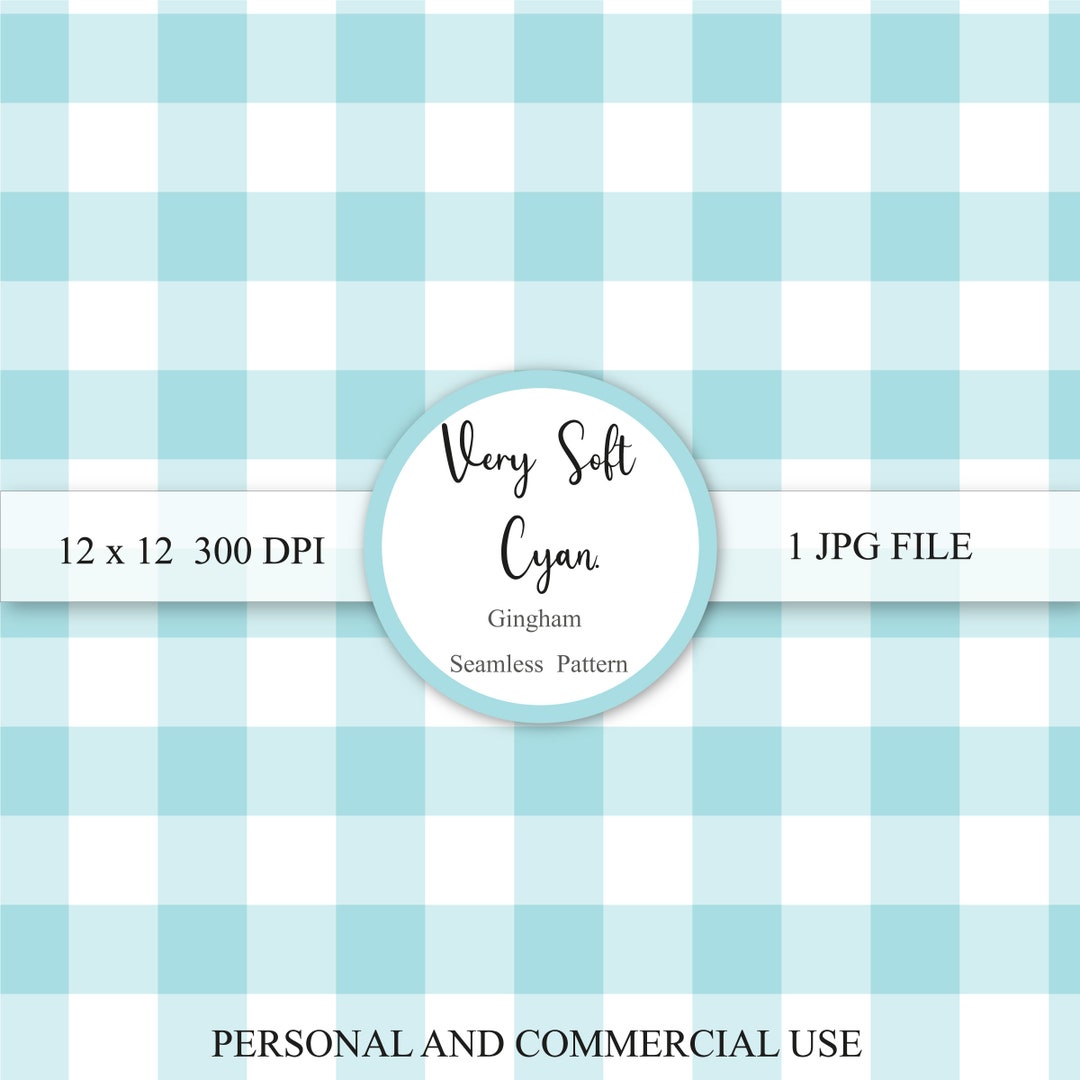 Very Soft Cyan Gingham Seamless Pattern/ Boho/ Neutral / Commercial Use ...