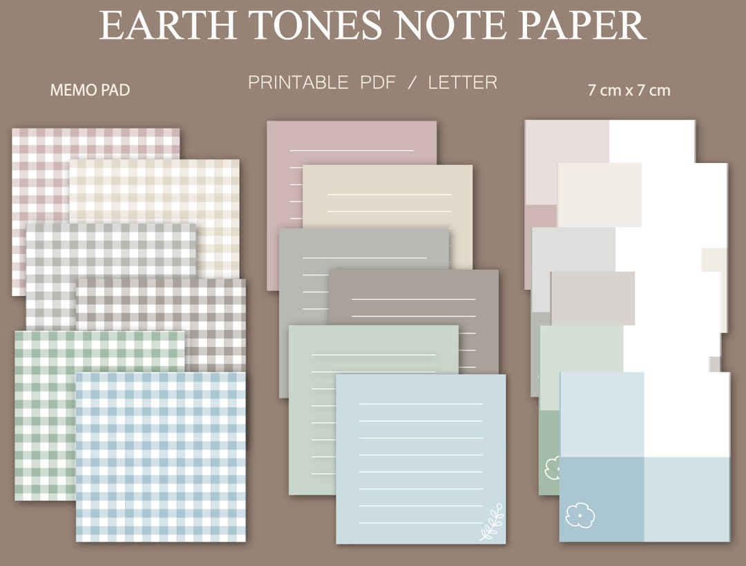 Earth Tones Note Paper / Sticky Note / Printable/ instant Download ...