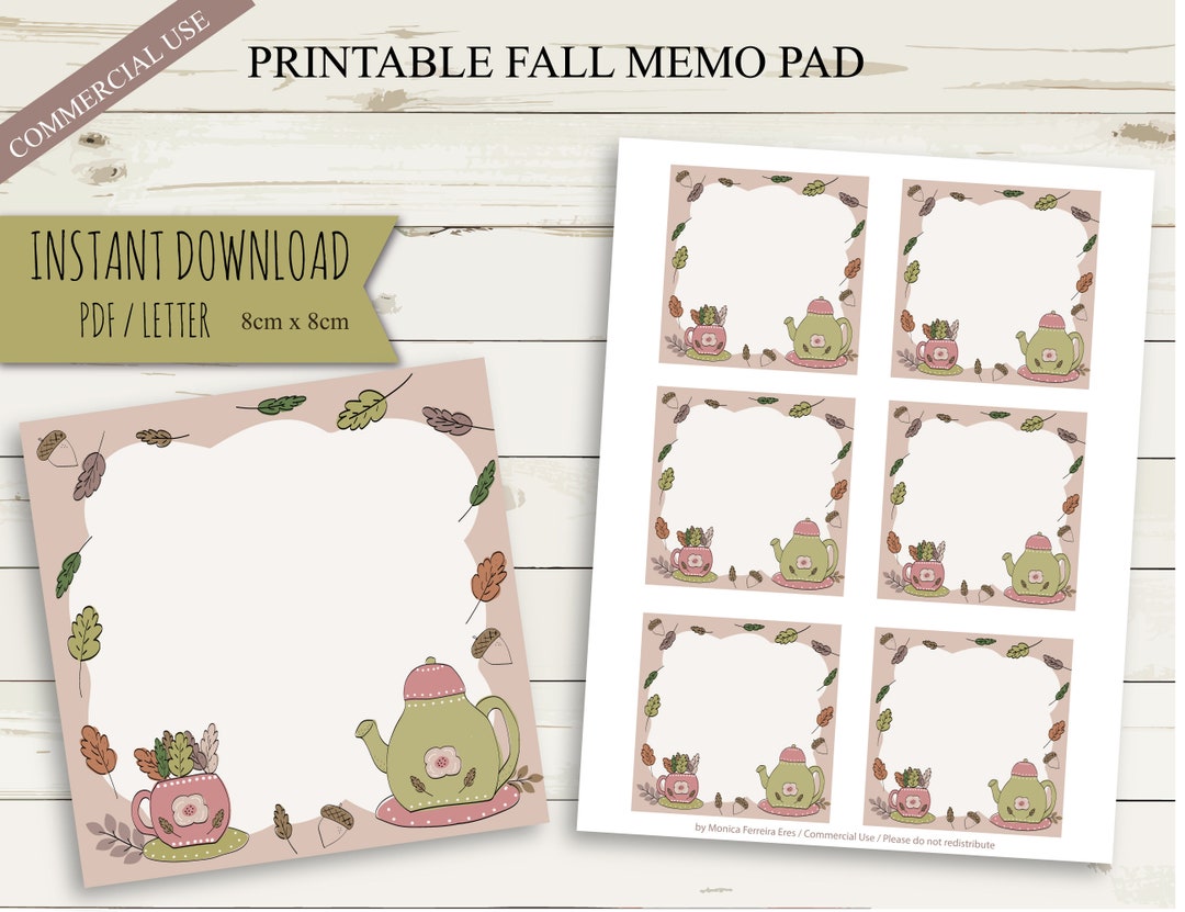 Printable Fall Memo Pad - Etsy