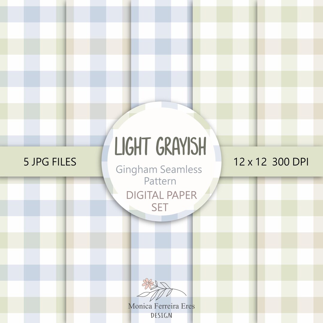 Light Grayish Gingham Seamless Pattern /digital Paper SET ...