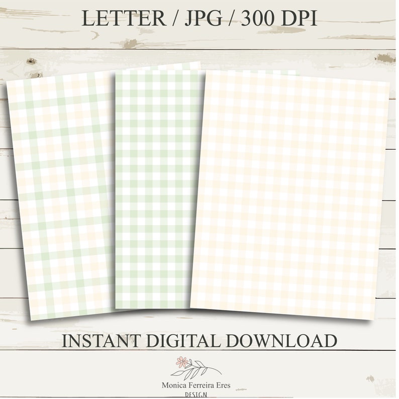 Green Clearkawaii Gingham Paper Set / Printable / Digital Paper ...