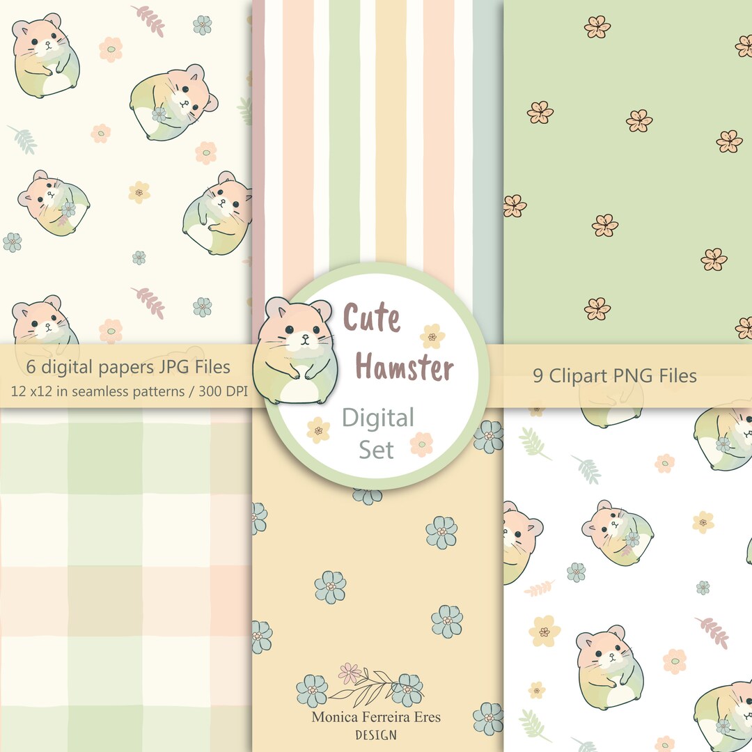 Cute Hamster Digital Set / Paper Set / Printable / Digital Paper ...