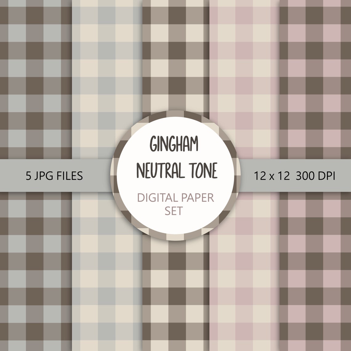Gingham Neutral Tone / Digital Paper SET / Scrapbooking /seamless - Etsy