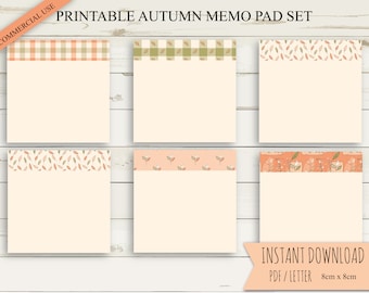 Printable Autumn Memo Pad/writing Paper/digital Paper/hand Drawn ...