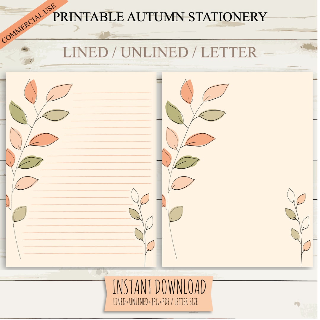 Printable Autumn Stationery/writing Paper/digital Paper/hand Drawn ...