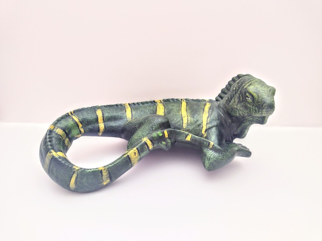 Vintage Ceramic Iguana Figurine - Lizard Statue - Hand Painted Iguana ...