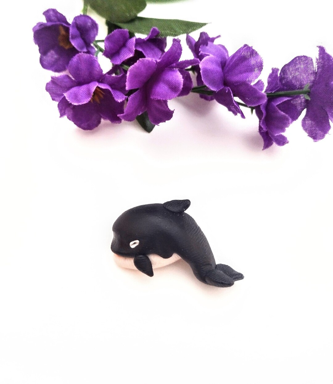 Vintage Black & White Orca Brooch - Clay Brooch - Killer Whale Pin ...