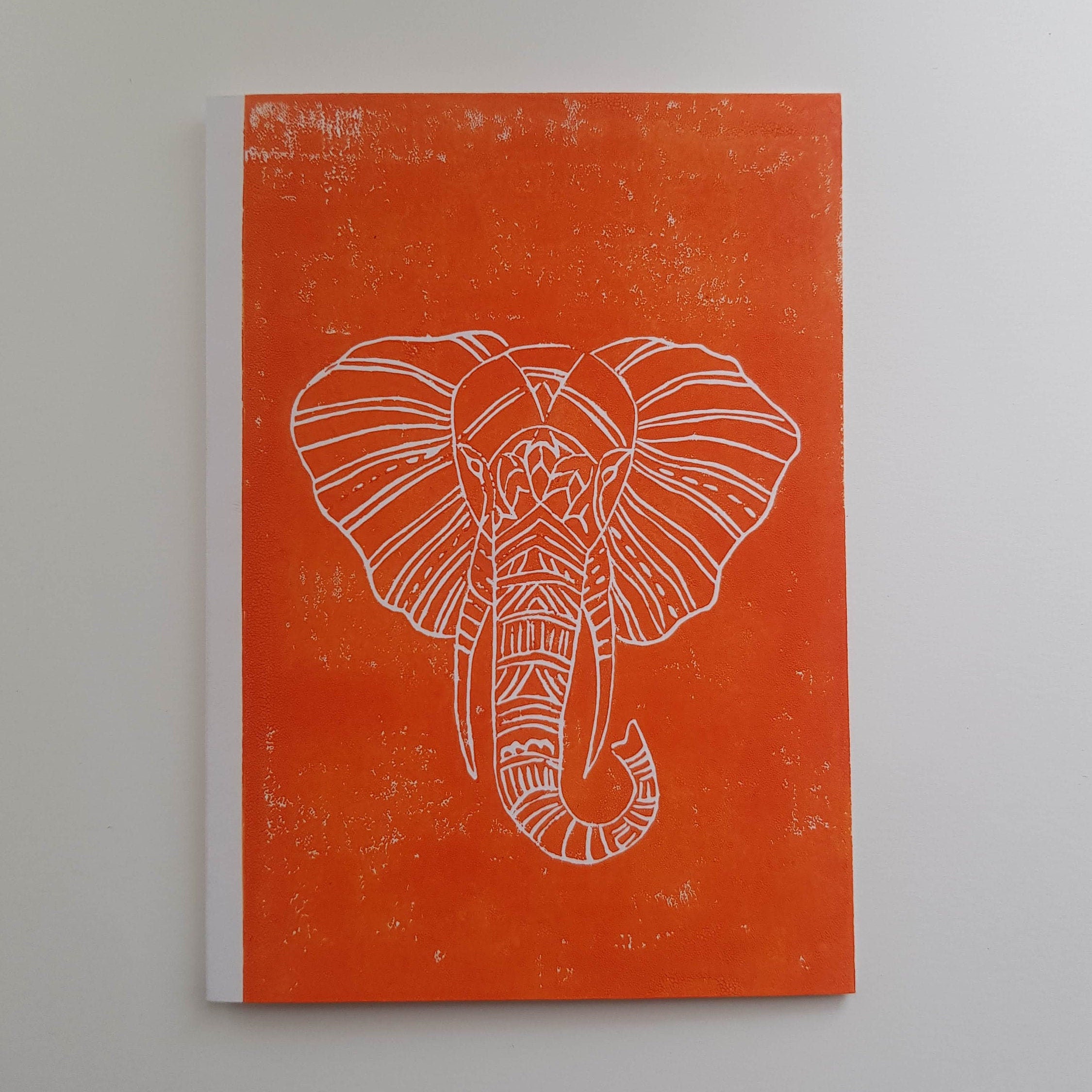 African Elephant Lino Print - A6 Greetings Card - Etsy UK