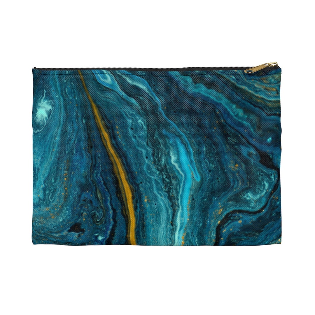 Navy Gold Marble Pouch - Etsy