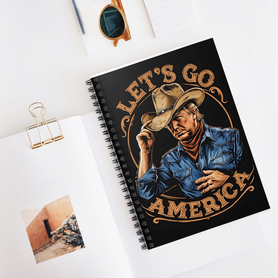 Vintage Western Cowboy Hat Spiral Notebook Ruled Line, Donald Trump ...