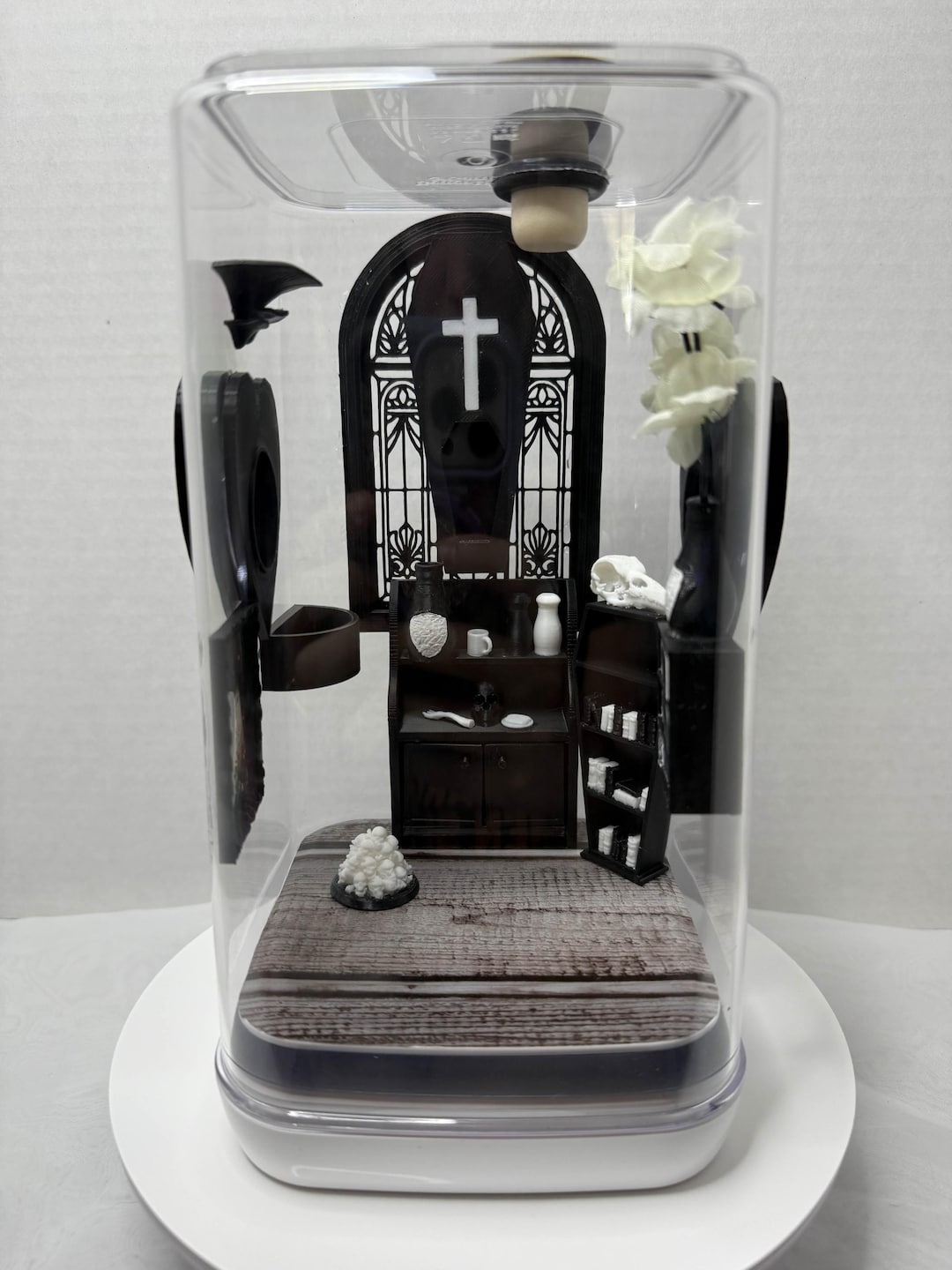 Gothic Chapel Jumping Spider Enclosure – With Coffin Hide, Feeding Dish ...