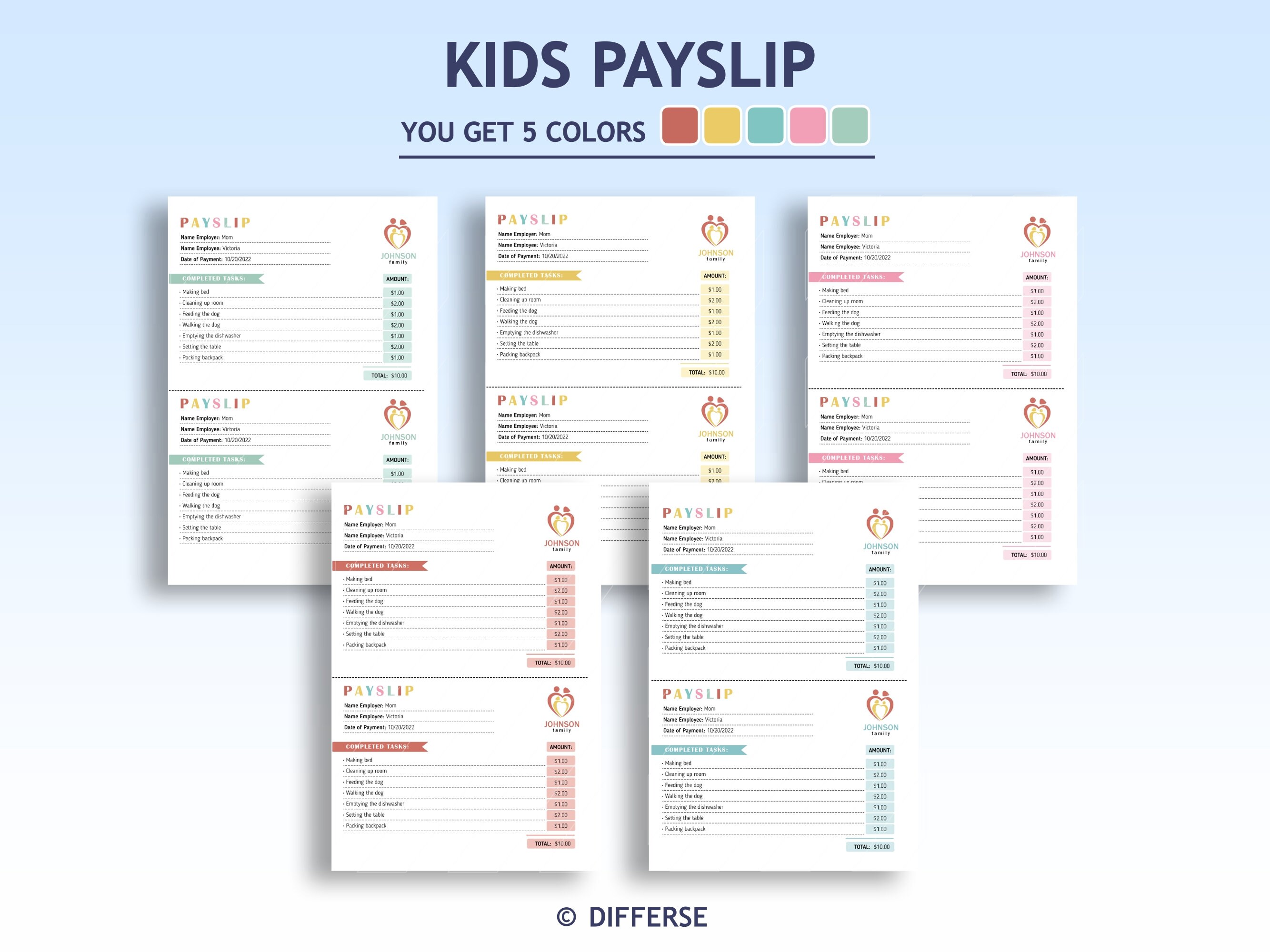 Editable Payslip for Kids | Reward System for Kids | Allowance Tracker ...