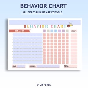 Behavior Chart for Kids Behavior Chart Behavior Reward Chart Printable ...