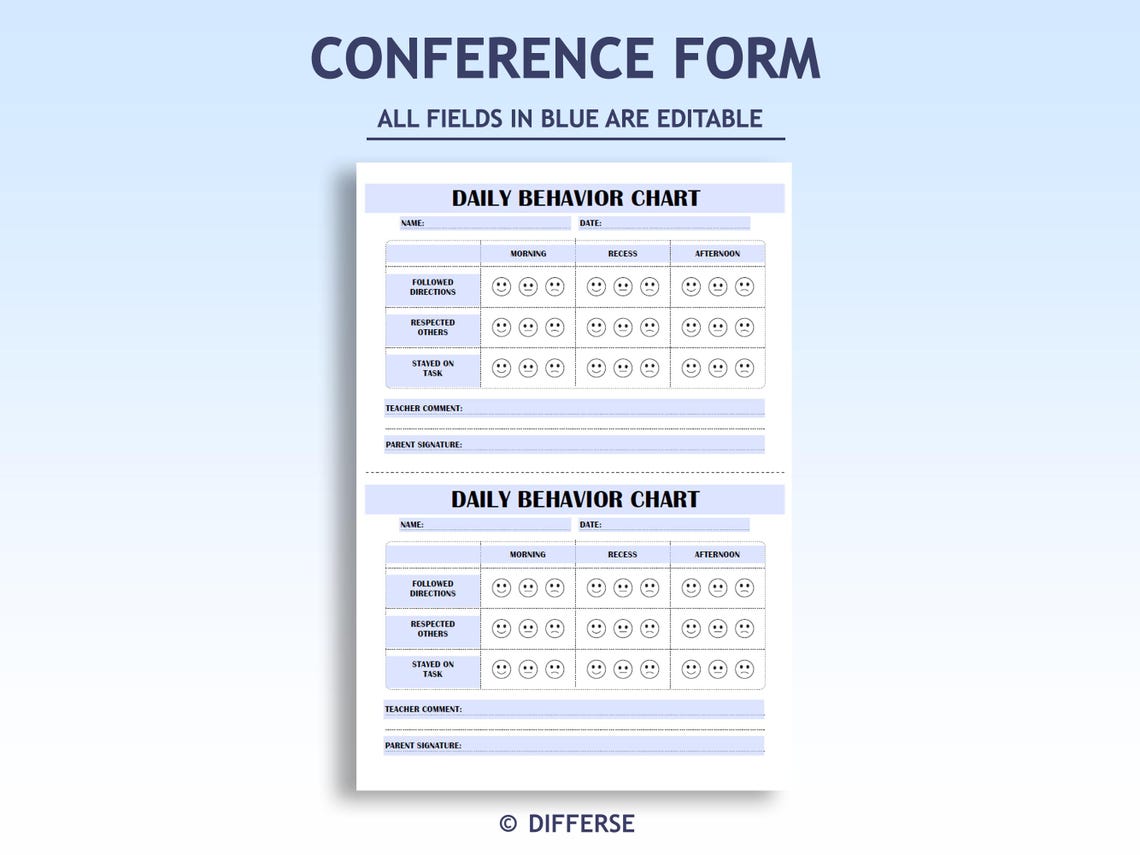 Editable Parent Teacher Conference Form | Conference Notes | Behavior ...