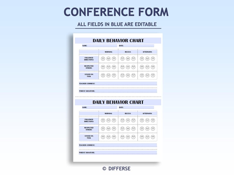 Editable Parent Teacher Conference Form | Conference Notes | Behavior ...