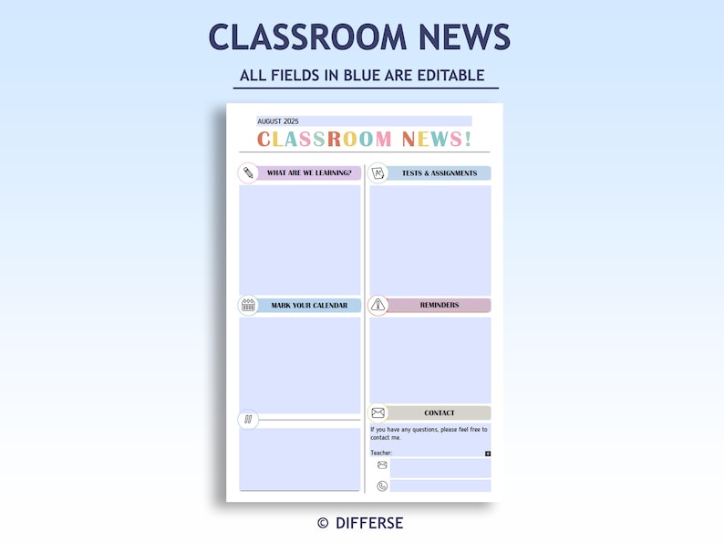 Editable Classroom Newsletter Template | Weekly or Monthly Classroom ...