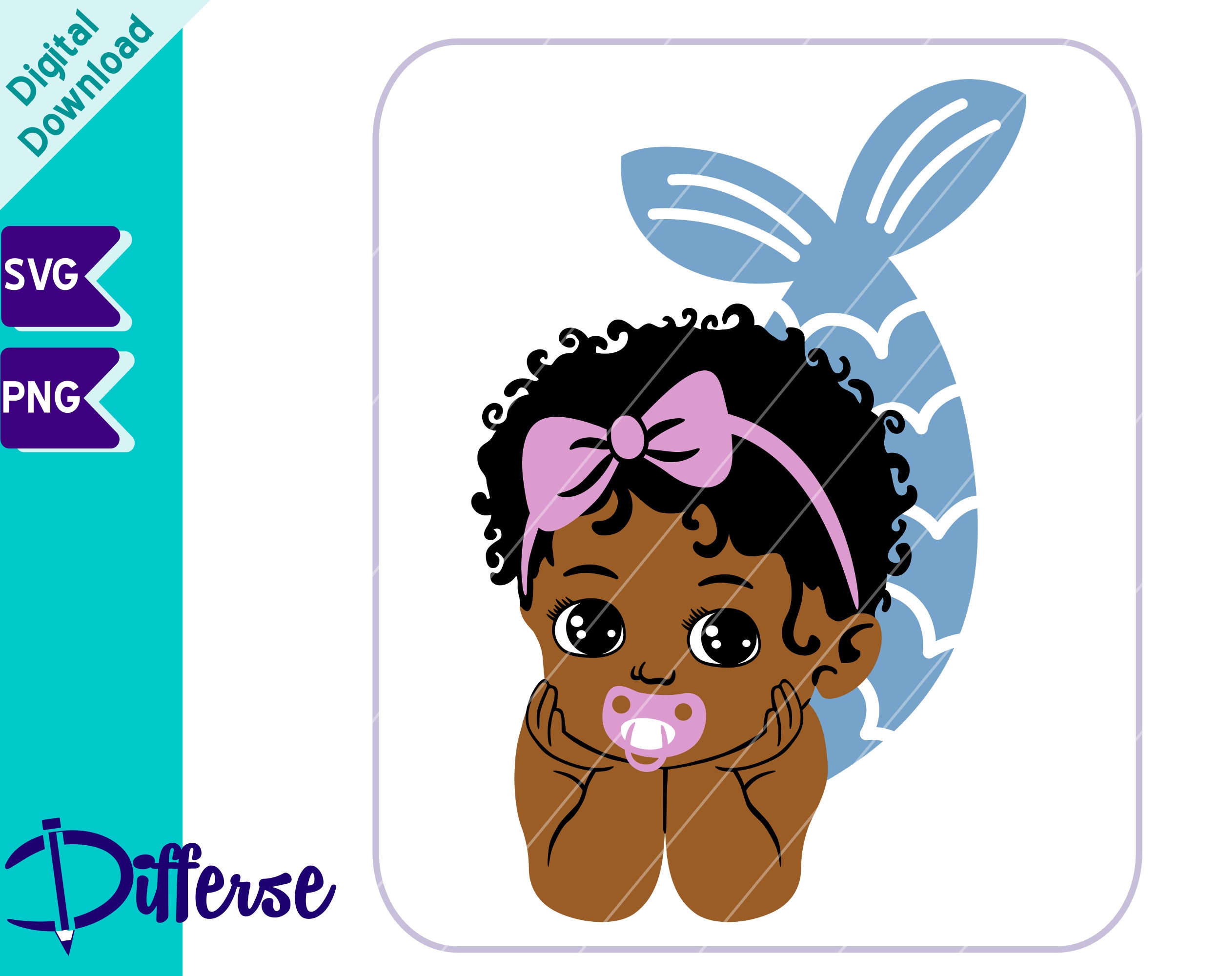 Black Baby Mermaid SVG SVG Cut File & PNG Newborn Svg - Etsy