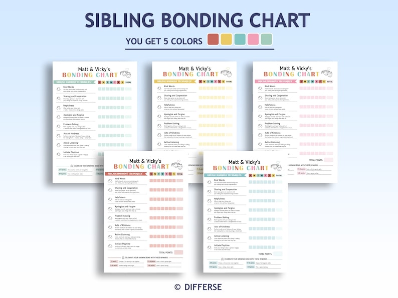 Sibling Bonding Chart | Stop Sibling Rivalry | Parenting Tool | Brother ...