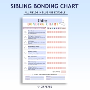 Sibling Bonding Chart | Stop Sibling Rivalry | Parenting Tool | Brother ...