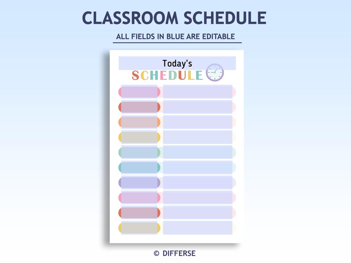 Classroom Schedule | Editable Daily Schedule | Daycare Schedule List ...