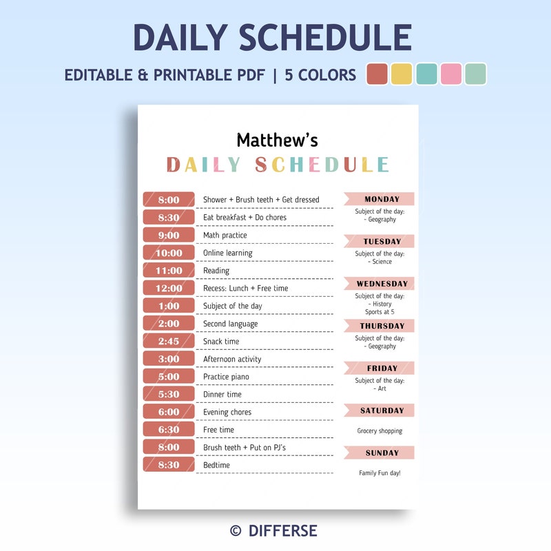 Hourly Checklist Kids - Etsy