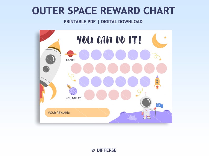 Printable Outer Space Reward Chart for Kids | Astronaut Behavior Chart ...