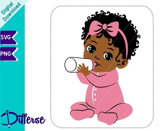 African American Newborn With Bottle SVG Cut File & PNG | Etsy