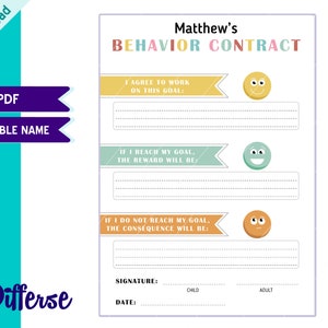 Kids Behavior Contact Classroom Contract Kids Behavior Goals Behavior ...