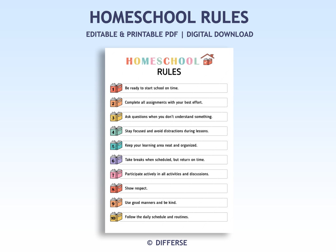 Homeschool Rules | Home Classroom Rules | Class Rules | Homeschool ...