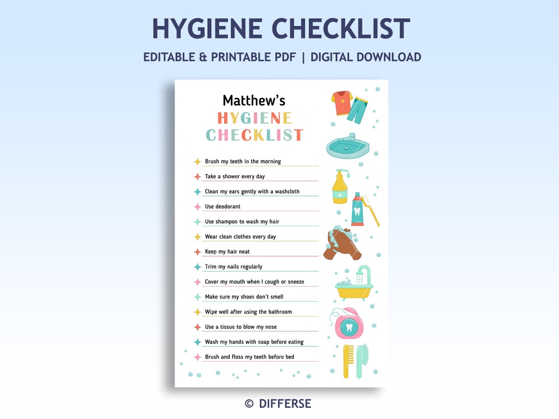 Hygiene Chart for Kids | Personal Hygiene Poster | Kids Hygiene ...
