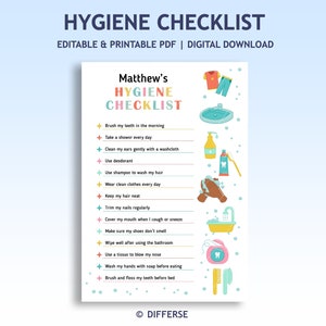 Hygiene Chart for Kids | Personal Hygiene Poster | Kids Hygiene ...