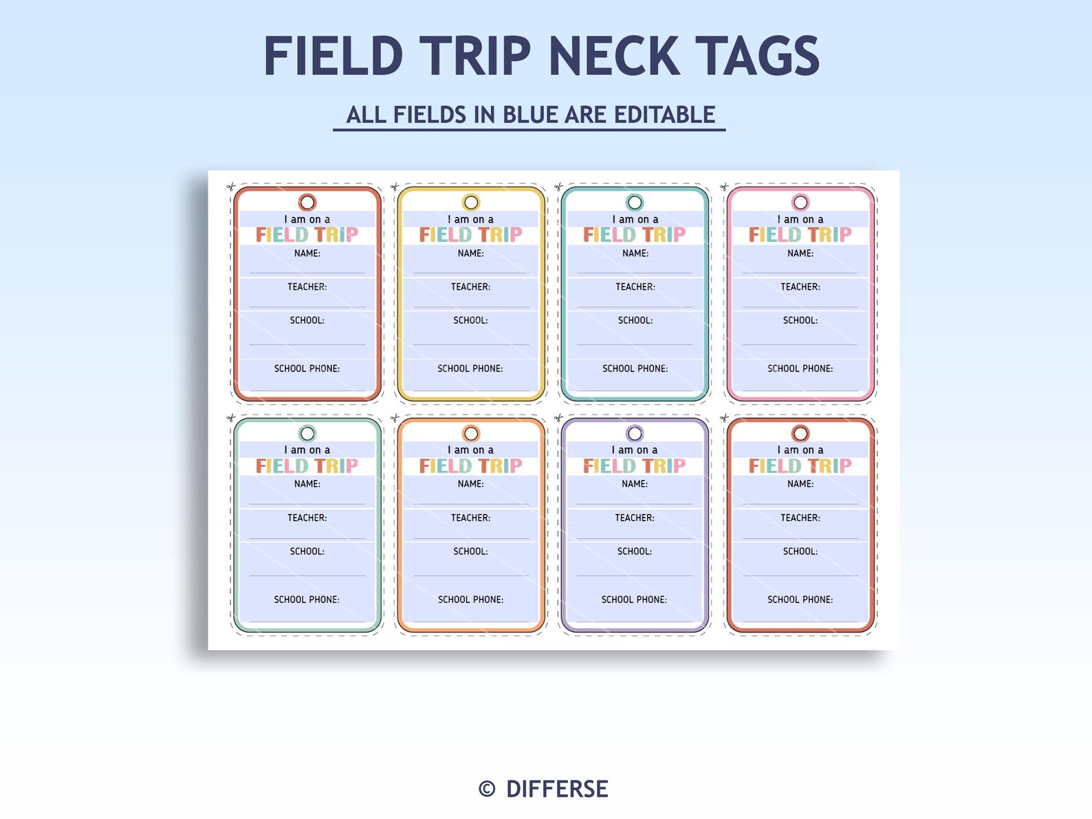 Field Trip Name Tags | Field Trip Neck Tags | Necklace Tags | School ...