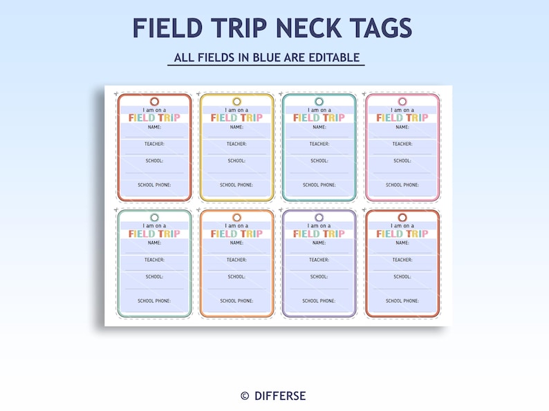 Field Trip Name Tags | Field Trip Neck Tags | Necklace Tags | School ...