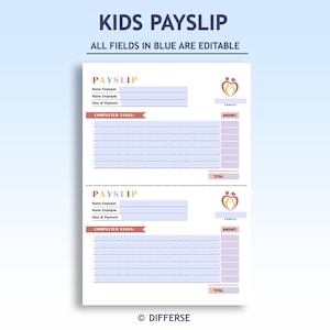Editable Payslip for Kids | Reward System for Kids | Allowance Tracker ...
