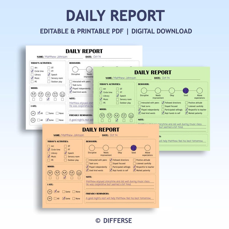 Nanny Daily Report Sheet - Etsy
