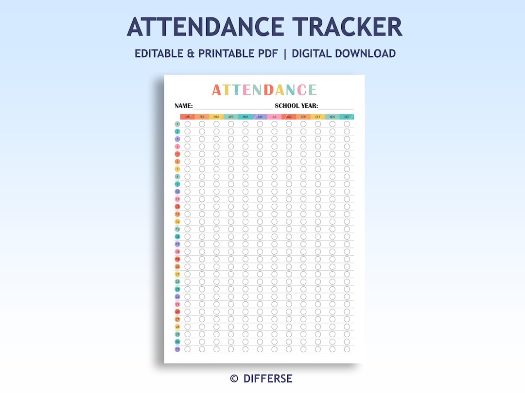 Homeschool Attendance Tracker | Classroom Attendance | Attendance Sheet ...