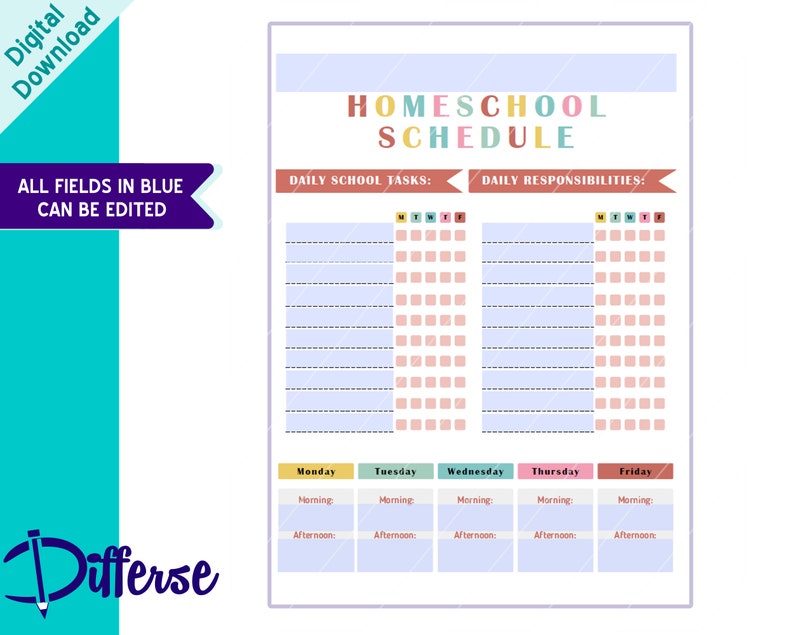 Editable Homeschool Planner Digital School Planner - Etsy
