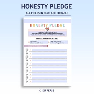 Kids Honesty Pledge | Tell the Truth | Behavior Correction Chart | Good ...
